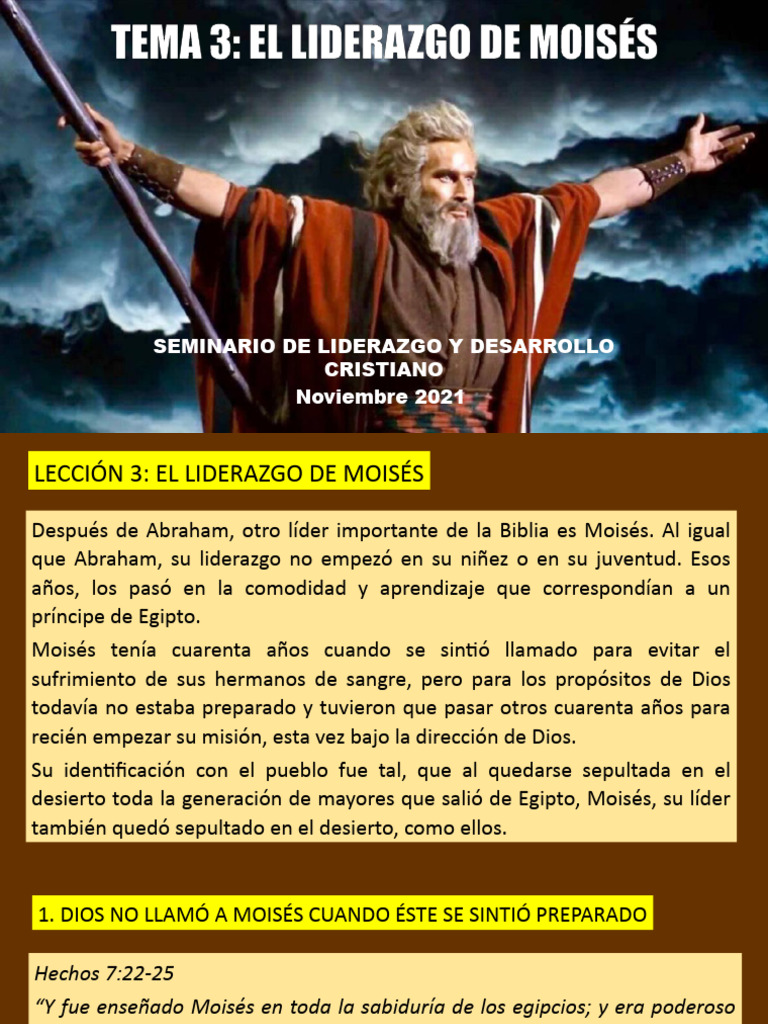 Tema 3. El Liderazgo de Moisés | Descargar gratis PDF | Moisés | Libro del éxodo