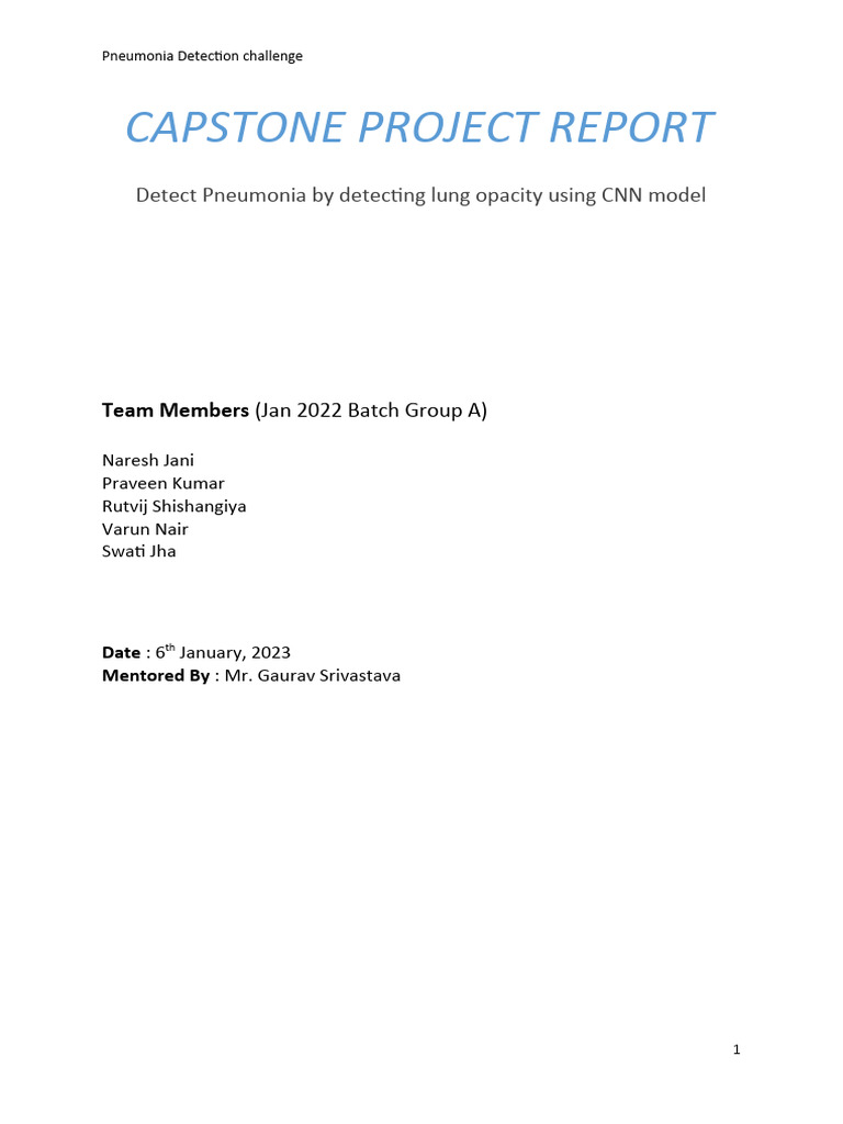 Capstone Project AIML CV1 Report | PDF | Pneumonia | Medical Specialties