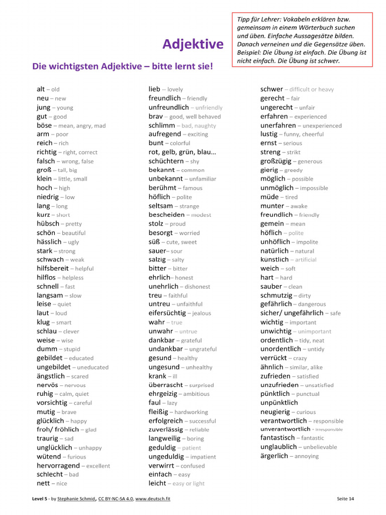 Adjektive | PDF
