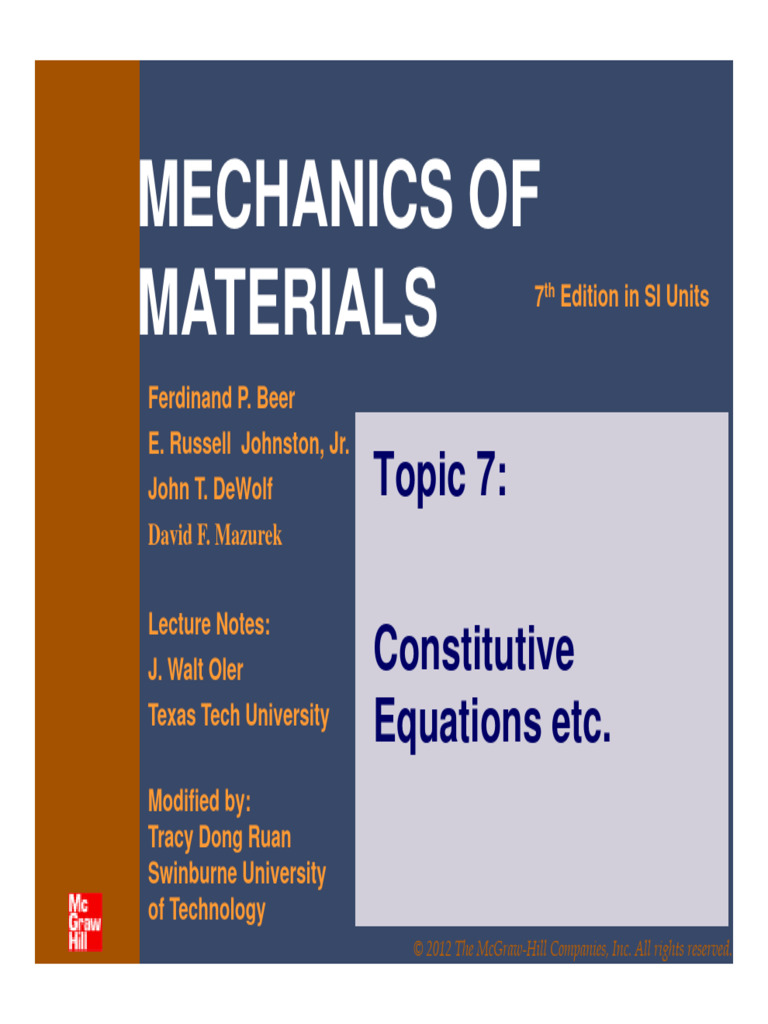 7 _ Constitutive equations | PDF | Deformation (Engineering) | Strength ...