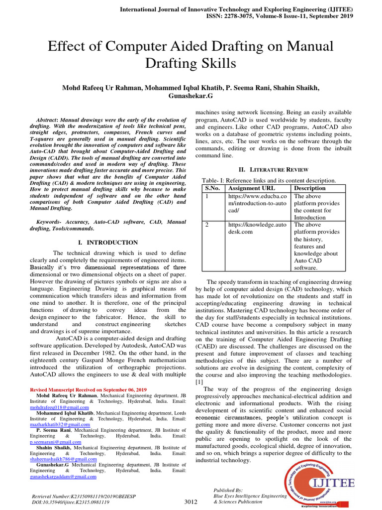 Effect of Computer Aided Drafting On Manual Drafting Skills | PDF ...