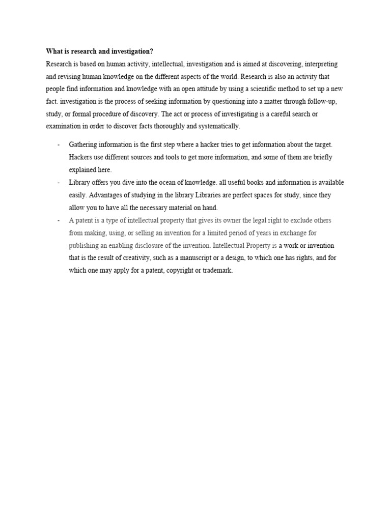 What Is Research and Investigation | PDF