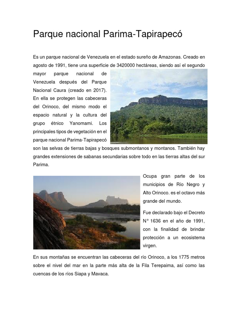 Parque Nacional Parima Tapirapecó | Descargar gratis PDF | Jaguar ...
