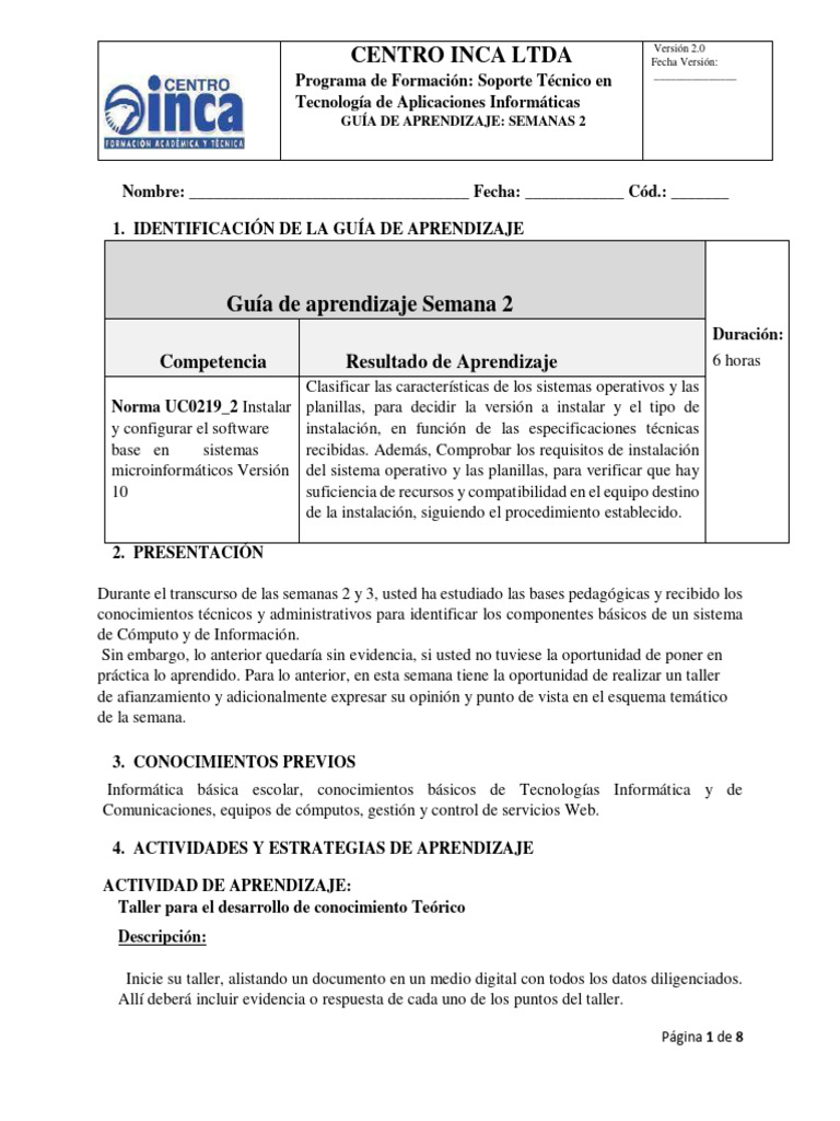 01 Guia De Taller Inicial Mtto Hd Sw Sist Inf Pdf Memoria De Acceso