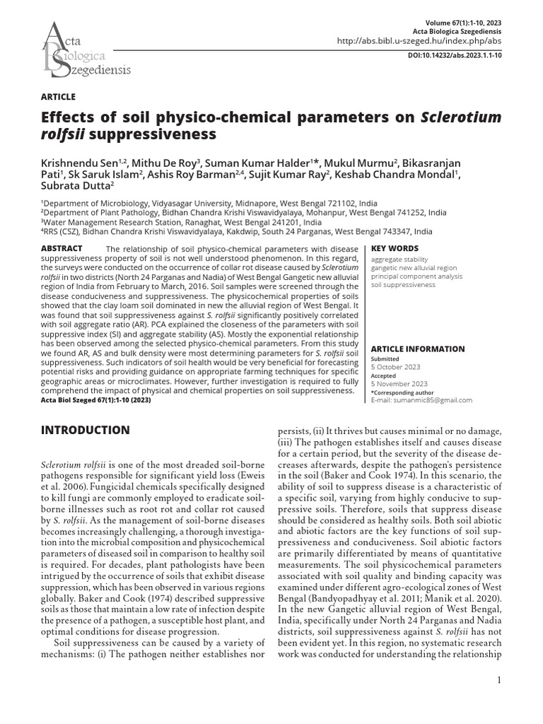 Soil Suppressiveness and Soil Physico Chemical Factors | PDF | Soil | Principal Component Analysis