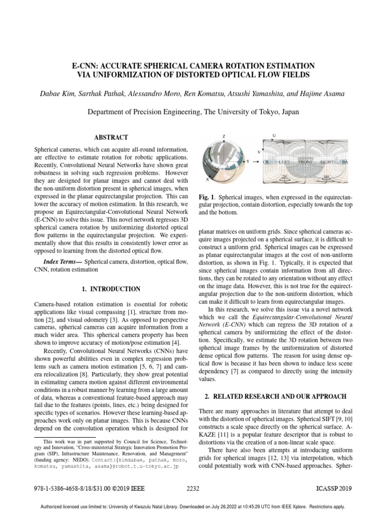 E-CNN for Spherical Camera Rotation | PDF | Accuracy And Precision ...