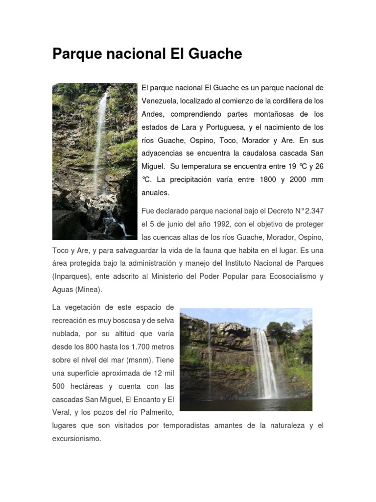 Parque Nacional El Guache | PDF