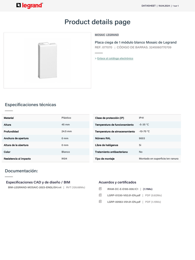 1 4 - 077070-ProductSheet | PDF