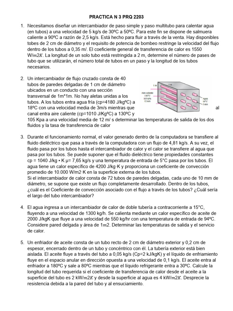 Practica N 3 PRQ 2203 | PDF | Intercambiador de calor | Calor