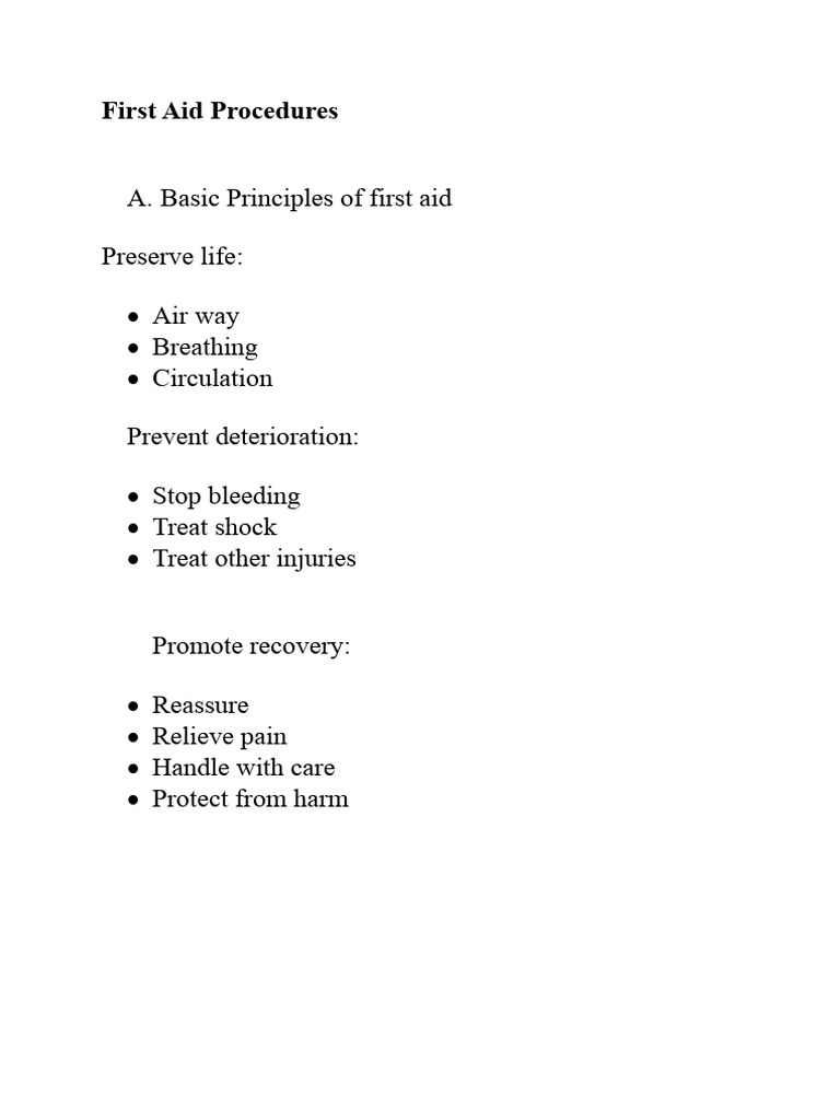 Essential First Aid Procedures Guide | PDF