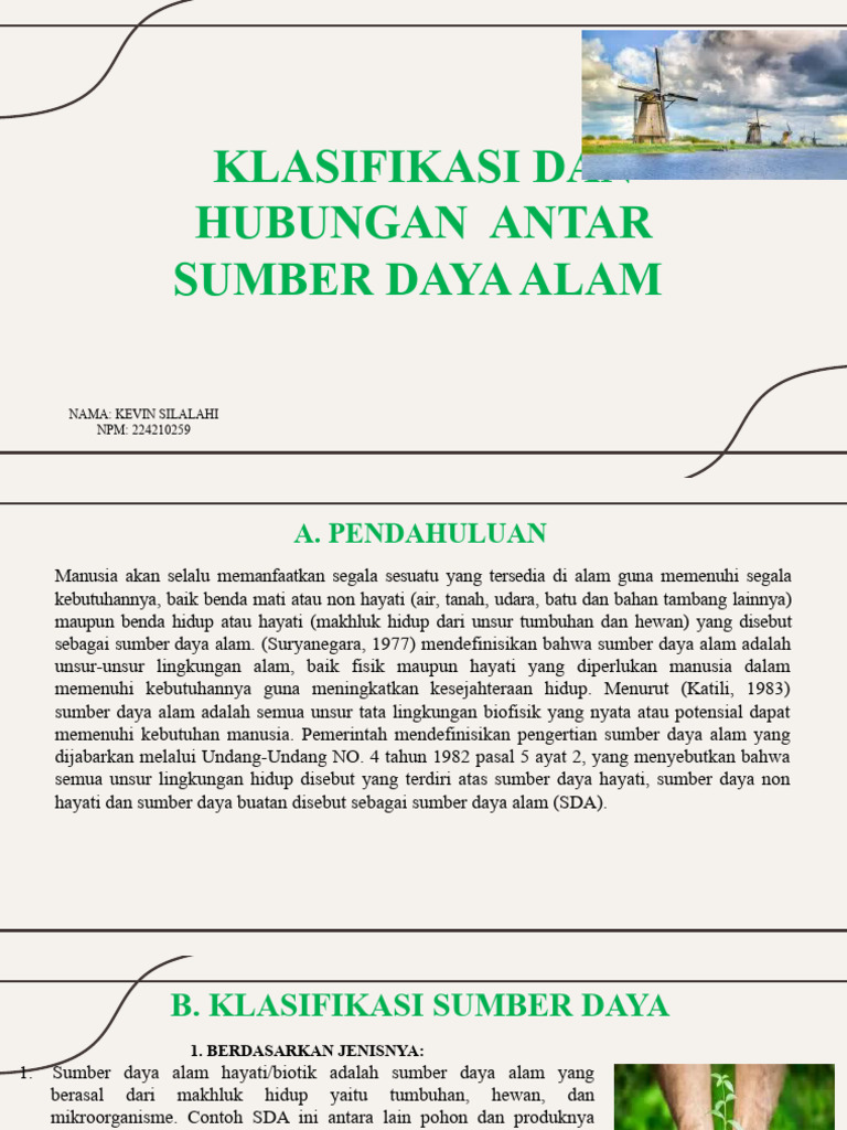 Klasifikasi Sumber Daya Alam | PDF