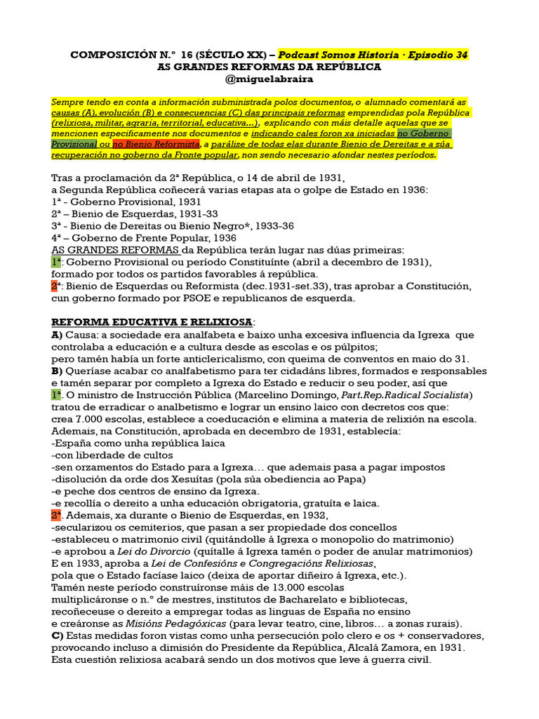 Compo 16 Reformas Da Repuì Blica | PDF