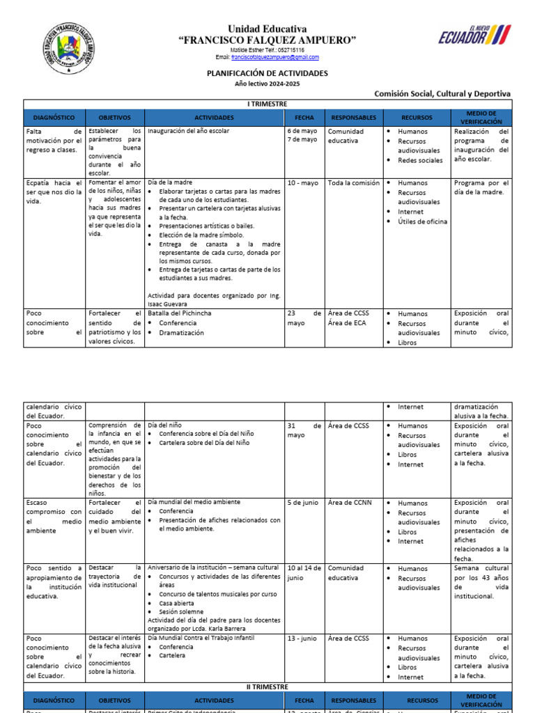 cronograma de actividades 2024 2025 | PDF | Folklore