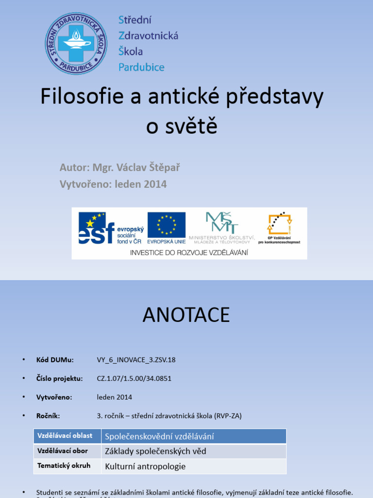 18 Filosofie A Antické Představy o Světě | PDF