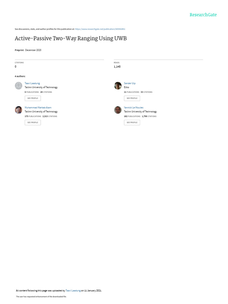 Pre Print ACTIVE PASSIVE RANGING USING UWB | PDF | Ultra Wideband ...