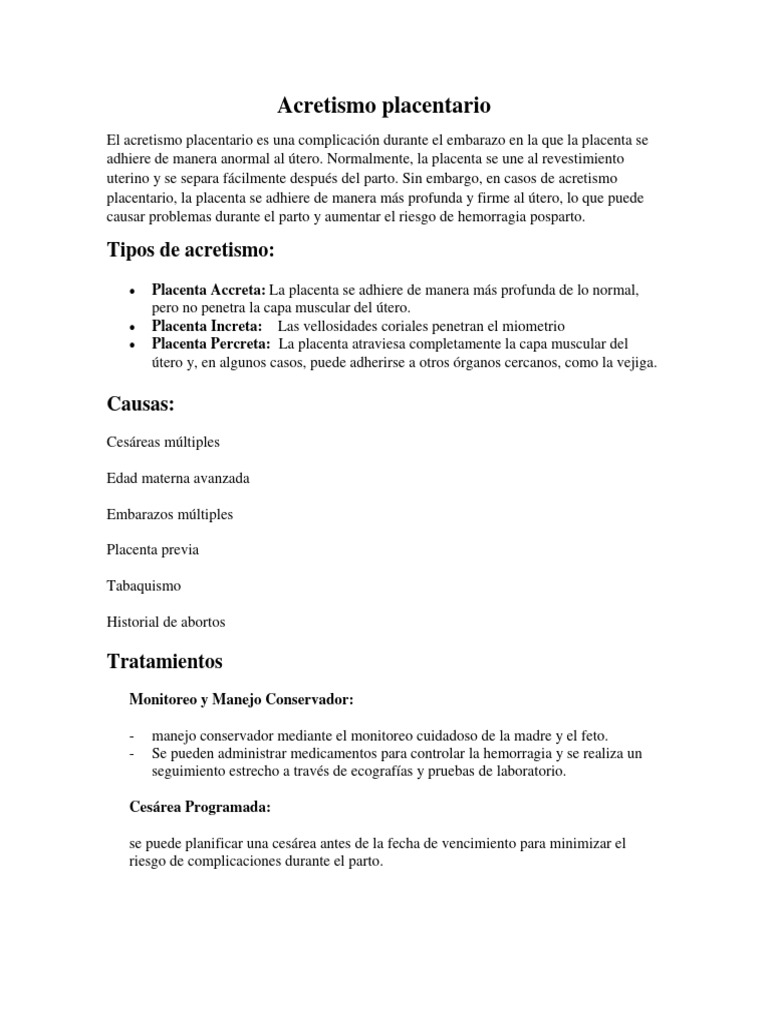 Acretismo placentario | PDF | Parto | Placenta