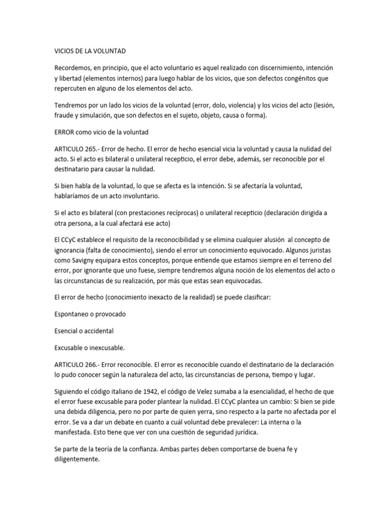 Vicios de La Voluntad | PDF | Intención (Derecho Penal)