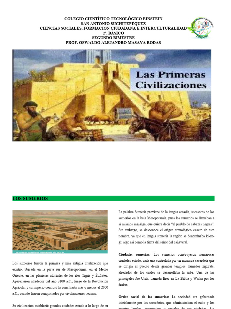 Primeras Civilizaciones Pdf Sumeria Antiguo Egipto