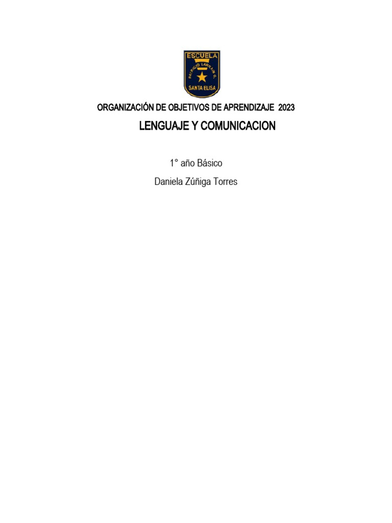 Organización de Objetivos Lenguaje 1 | PDF