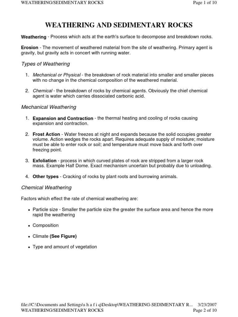 Weathering Sedimentary Rocks | PDF | Weathering | Sedimentary Rock