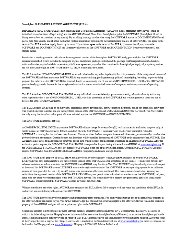 Soundplant License | PDF | License | Proprietary Software