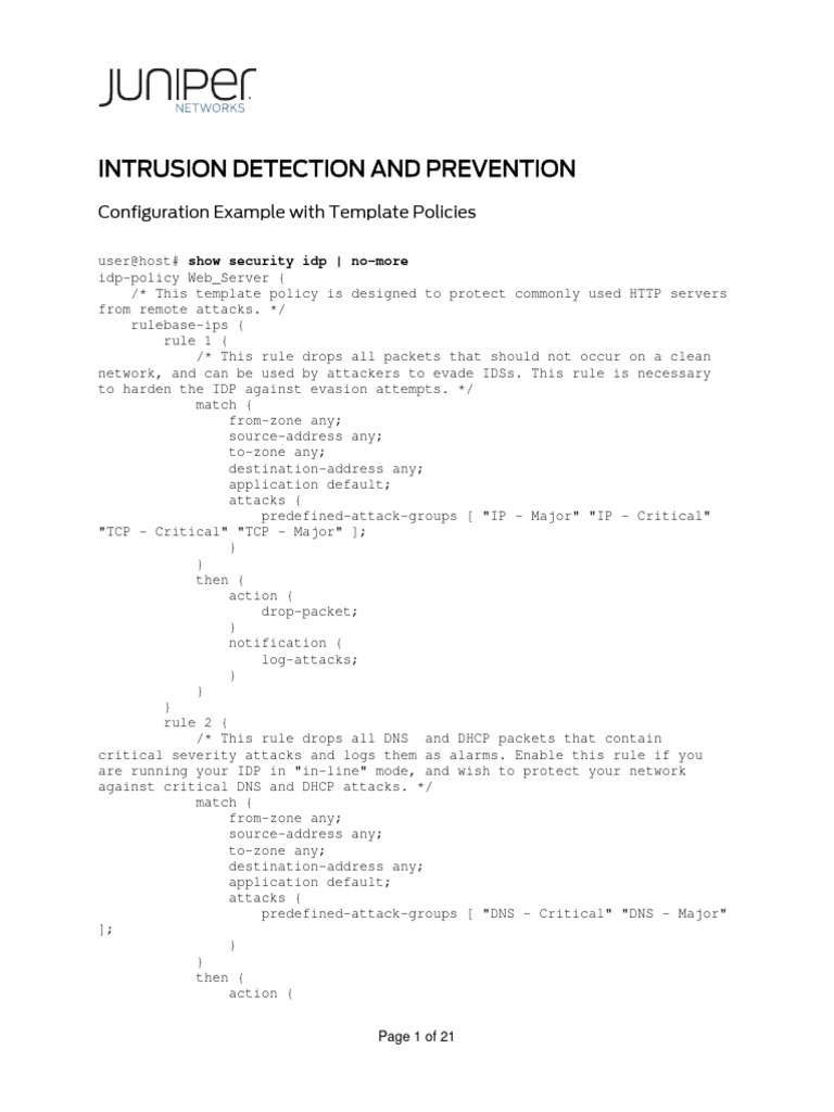 Idp Configuration Example | PDF | Denial Of Service Attack | File ...