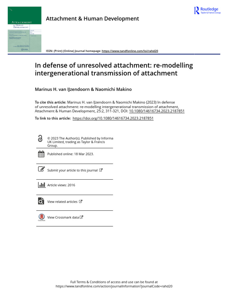 In defense of unresolved attachment re-modelling intergenerational ...