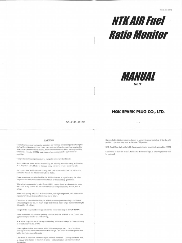 NTK AFRM Manual | PDF