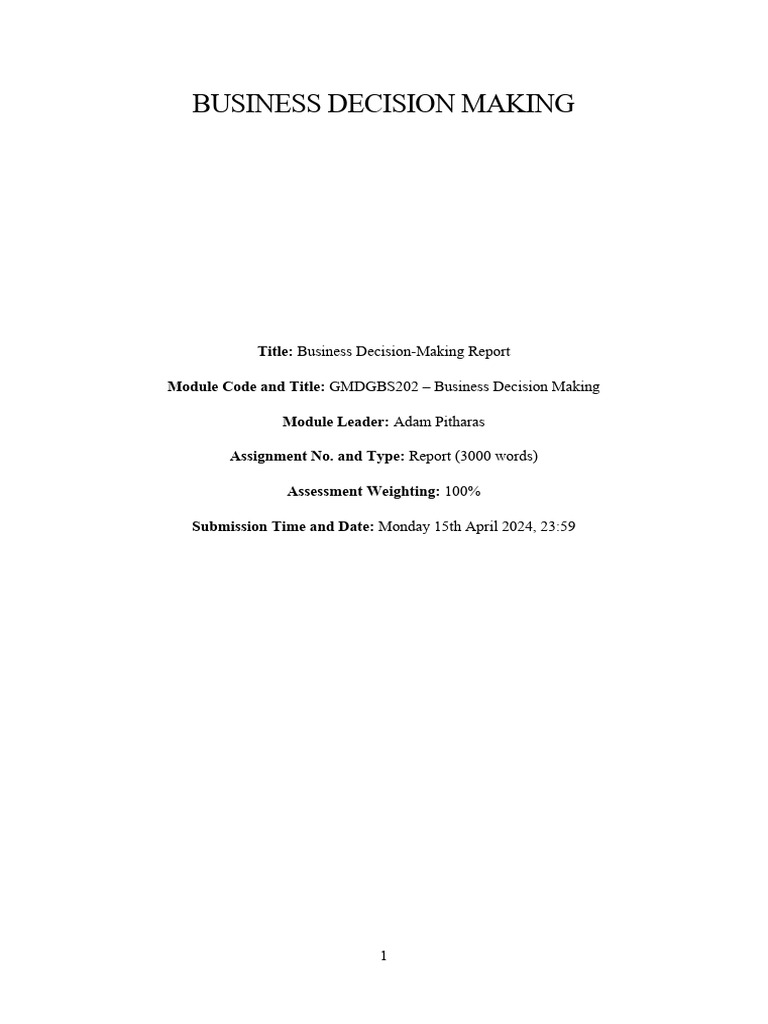 Business Decision-Making Strategies Report | PDF | Decision Making ...