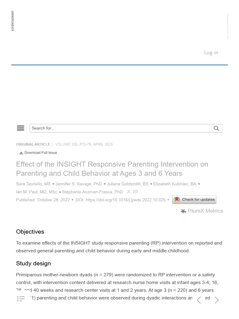 Effect of The INSIGHT Responsive Parenting Intervention On Parenting ...