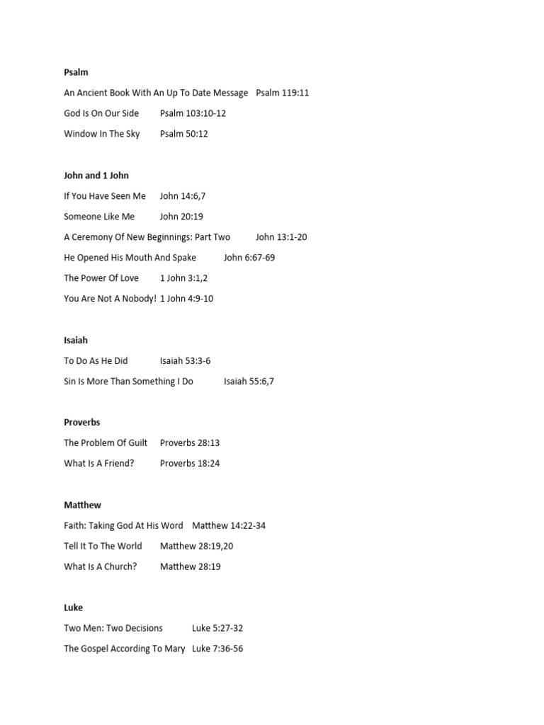 Memory Verses Matching For G8 Final Exam (Only Include Verses That ...