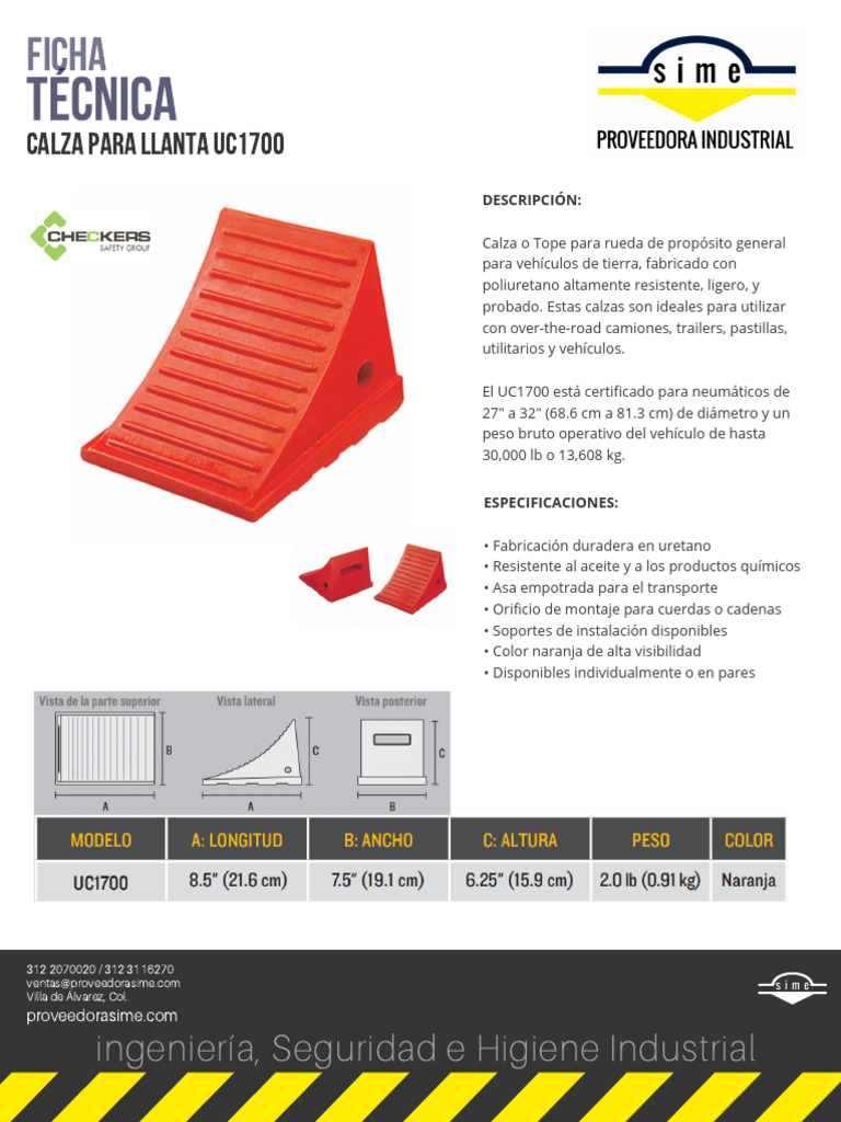 FICHA TECNICA CALZA UC-1700 URETANO | PDF