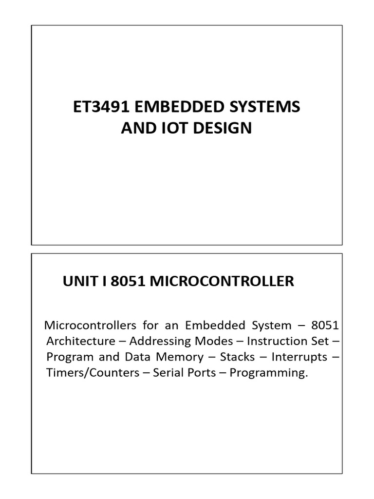1.microcontrollers For An Embedded System - 8051 Architecture | PDF ...