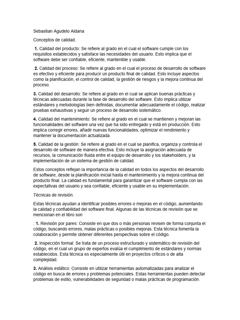 Sebastian Agudelo Aldana | PDF | Software | Calidad (comercial)