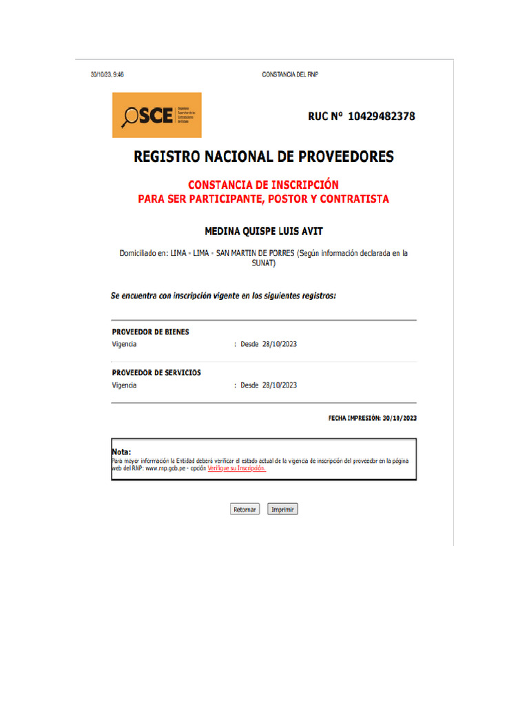 Constancia RNP | PDF