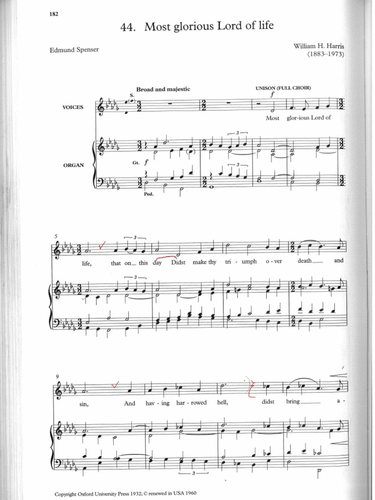 Harris Most Glorious Lord of Life - Annotated | PDF