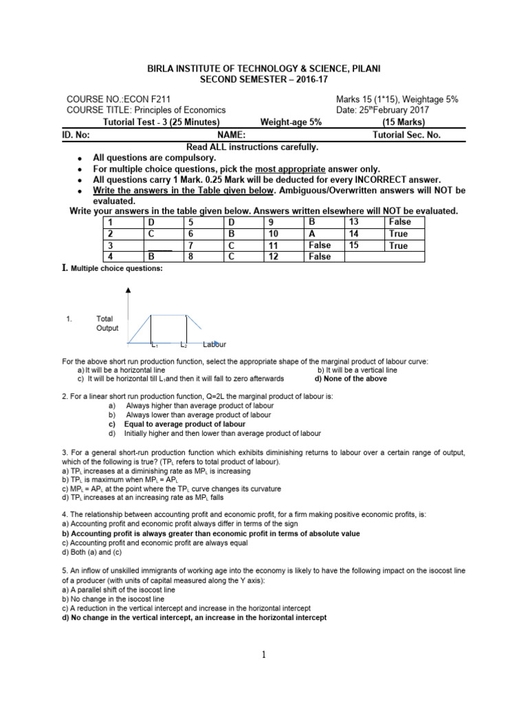 Poe Tutorial 3 Set A Solution Pdf Profit Economics Labour