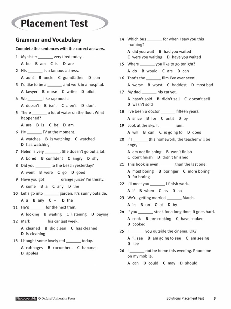Sol Preint Placement Test | PDF