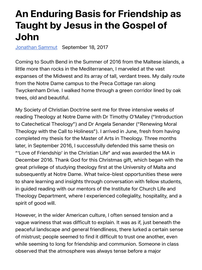 The Theology of Friendship in John | PDF | Gospel Of John | Jesus