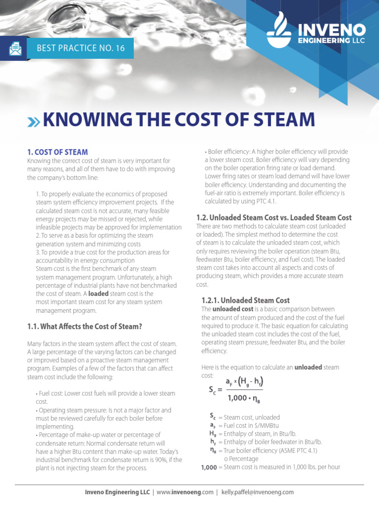 Understanding Steam Cost Calculation | PDF | Boiler | Steam