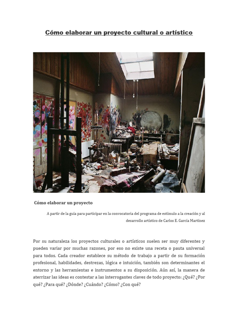Cómo Elaborar Un Proyecto Cultural o Artístico | PDF | Creatividad