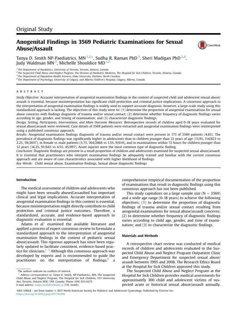 Anogenital Findings in Pediatric Abuse Exams | PDF | Child Sexual Abuse ...