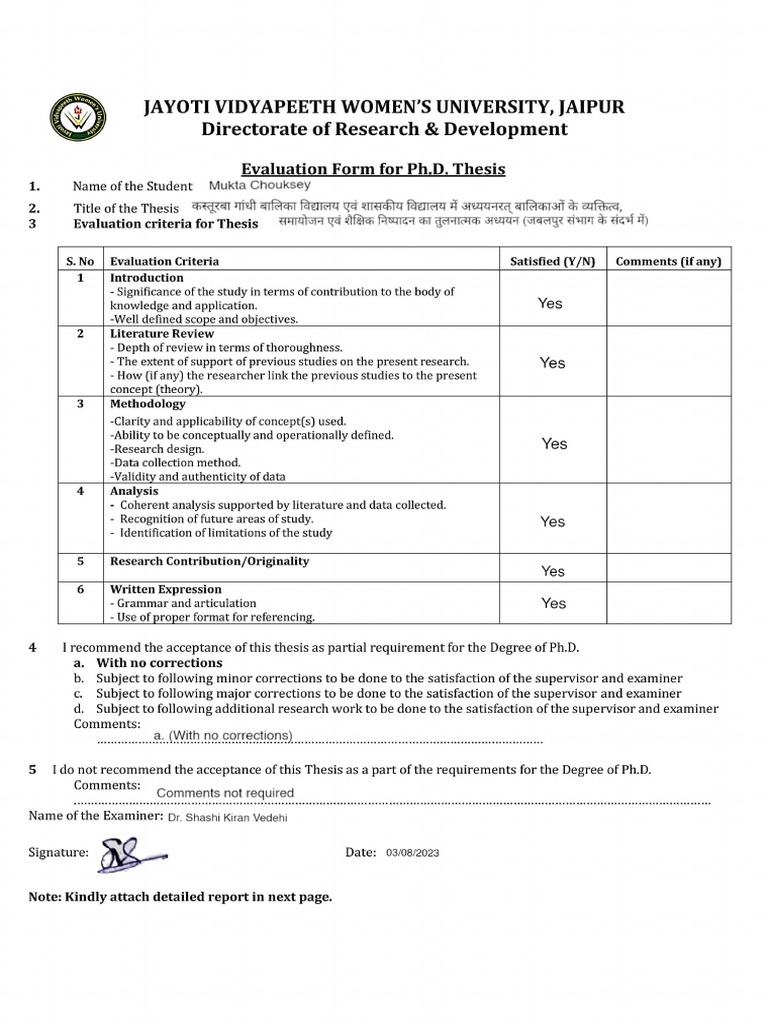 Evalution Form | PDF