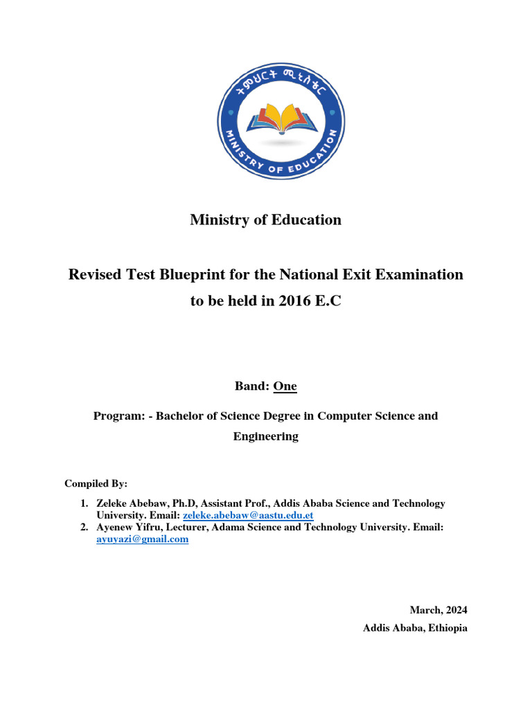Revised Exit Exam Blue Print For Computer Science and Engineering | PDF | Databases | Computer ...
