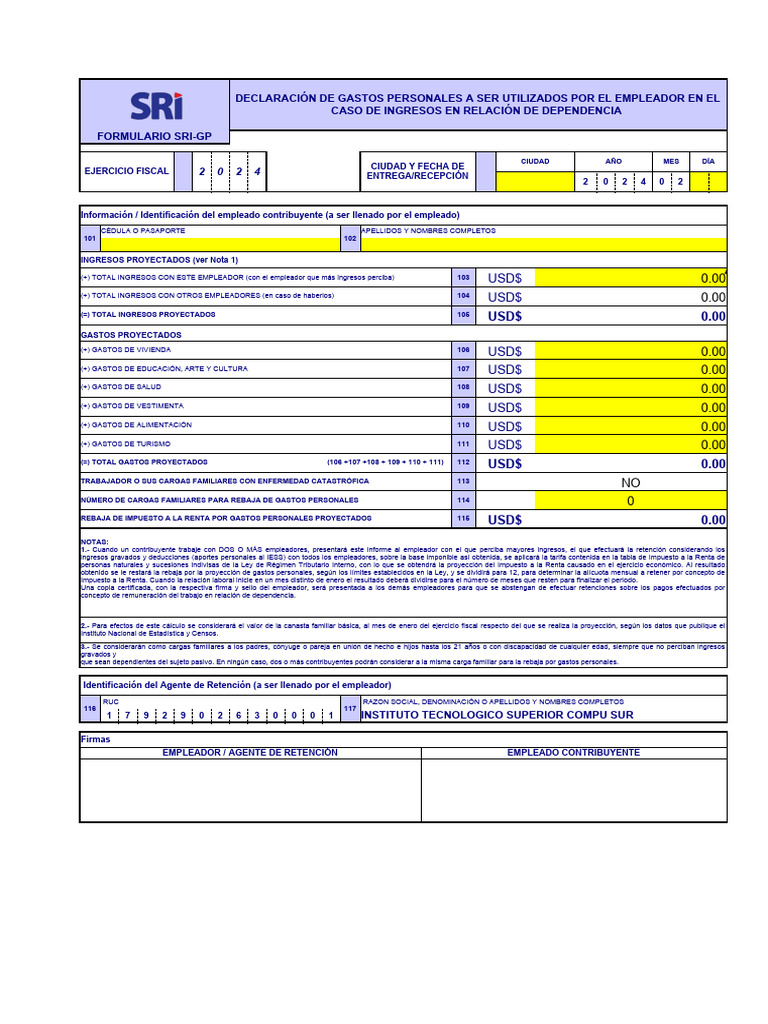Formulario SRI - GP | PDF | Impuesto sobre la renta | Impuestos