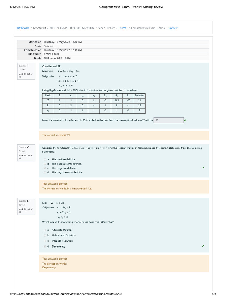 Comprehensive Exam Review: Engineering Optimization | PDF | Computer ...
