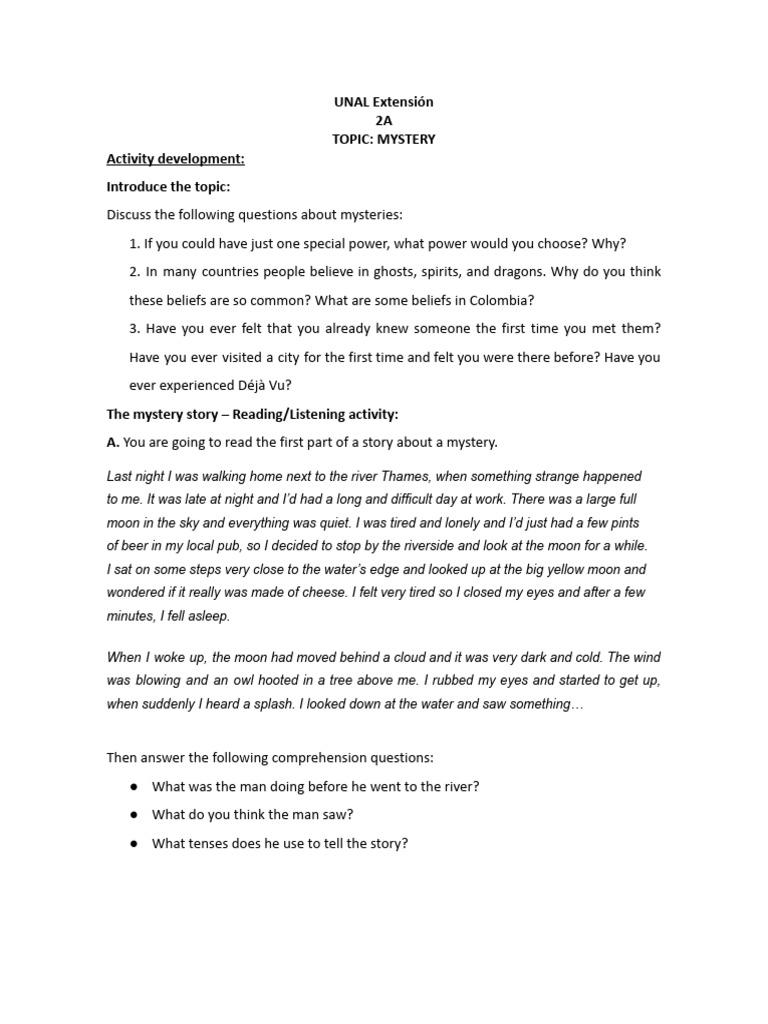 B1-Module 4 - Mystery - Worksheet | PDF | Hercule Poirot