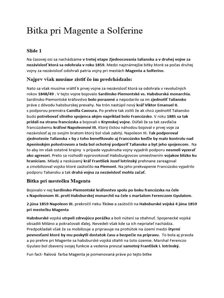 Bitka Pri Magente A Solferine | PDF