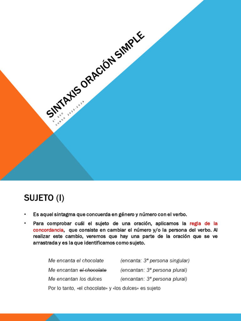 Sintaxis 3º Eso (I) | Descargar gratis PDF | Predicado (Gramática) | Verbo