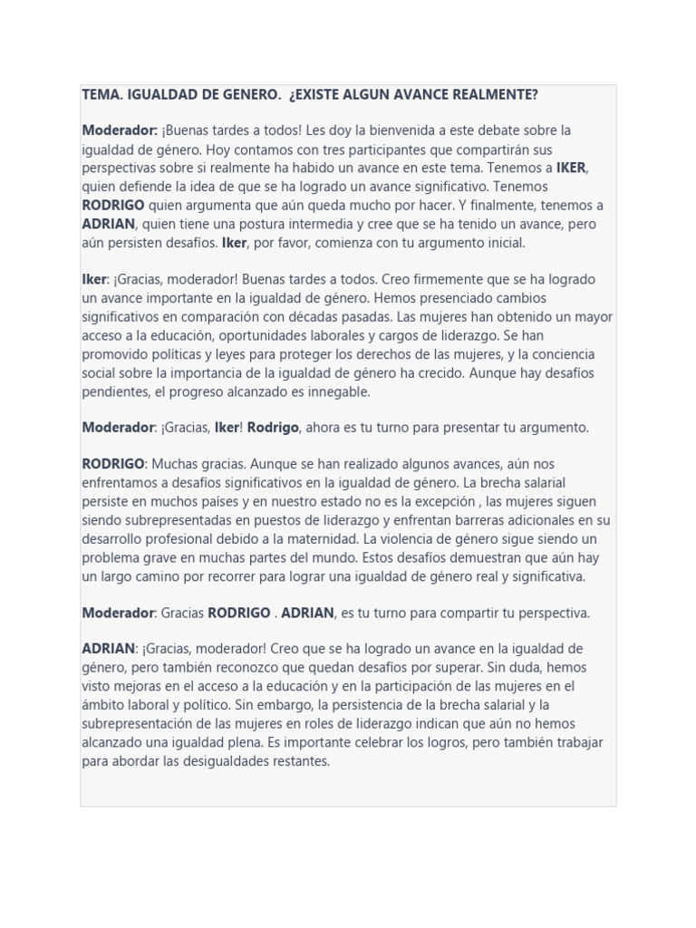 Avances y Desafíos en Igualdad de Género | PDF | Estudios de género ...